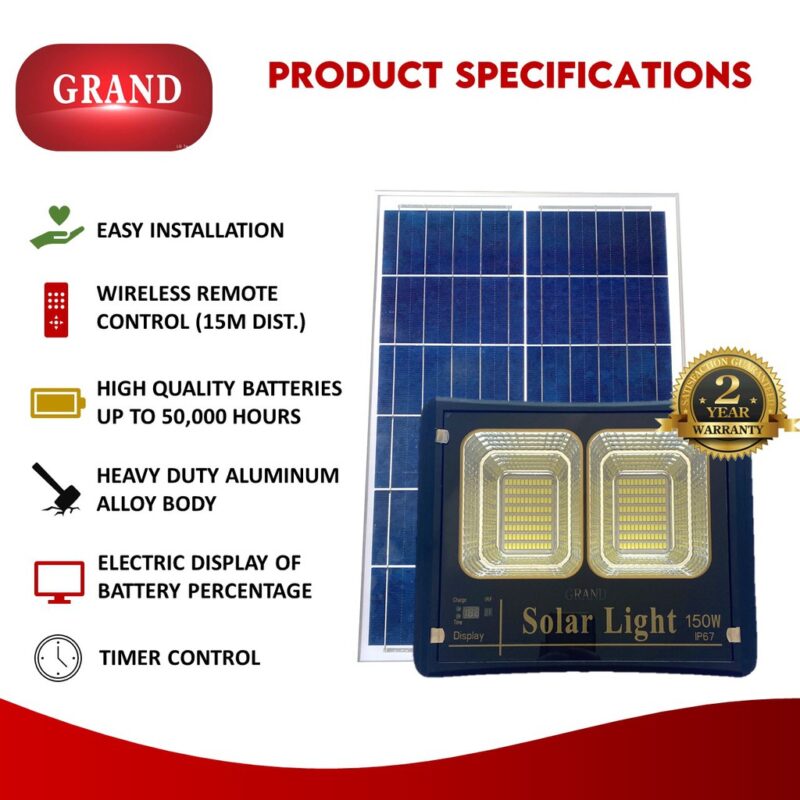 Grand Duo Solar LED Flood Light 50/80/150 Watts Daylight – Grand ...