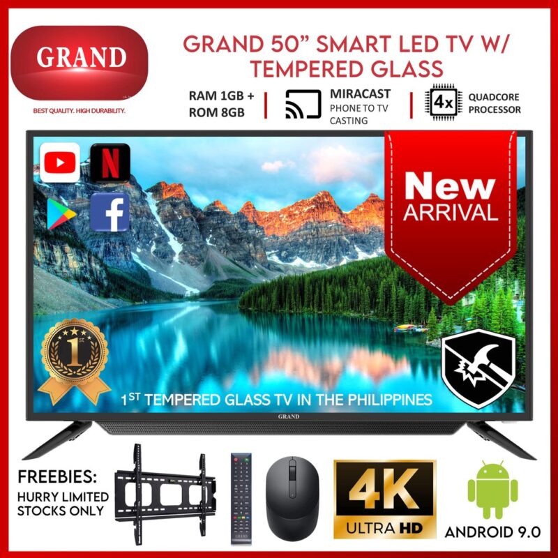 GRAND 50″ 4K UHD Smart Led TV w/ Tempered Glass Android 14.0 – Grand ...