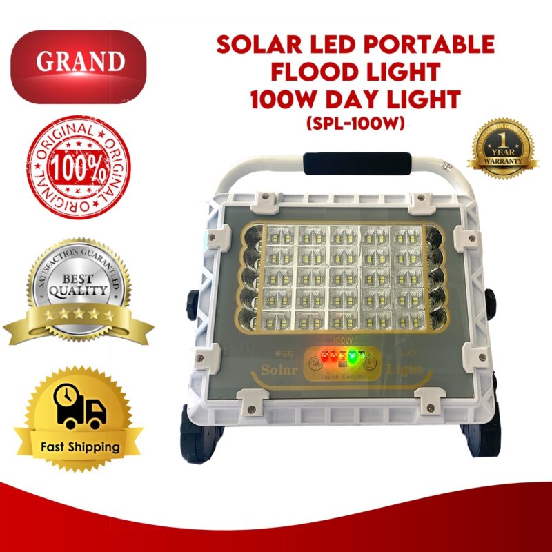 Grand SPL Solar Portable LED Flood Light 100/200 Watts Daylight with ...