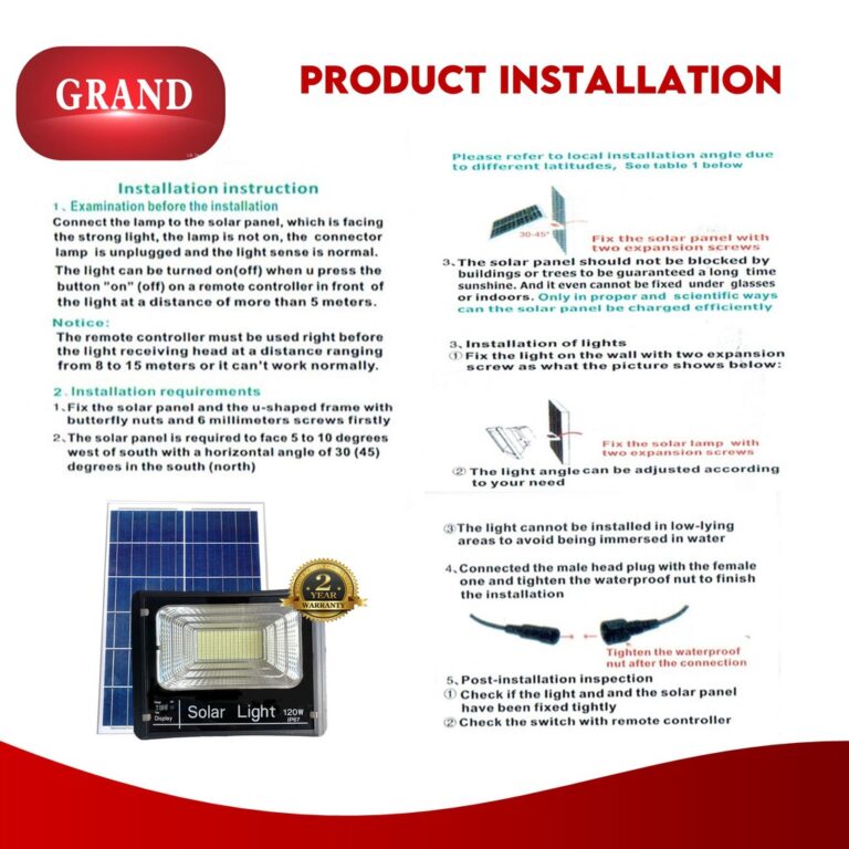 Wholesale Grand 200watts Model B Solar LED Flood Light – Grand Philippines